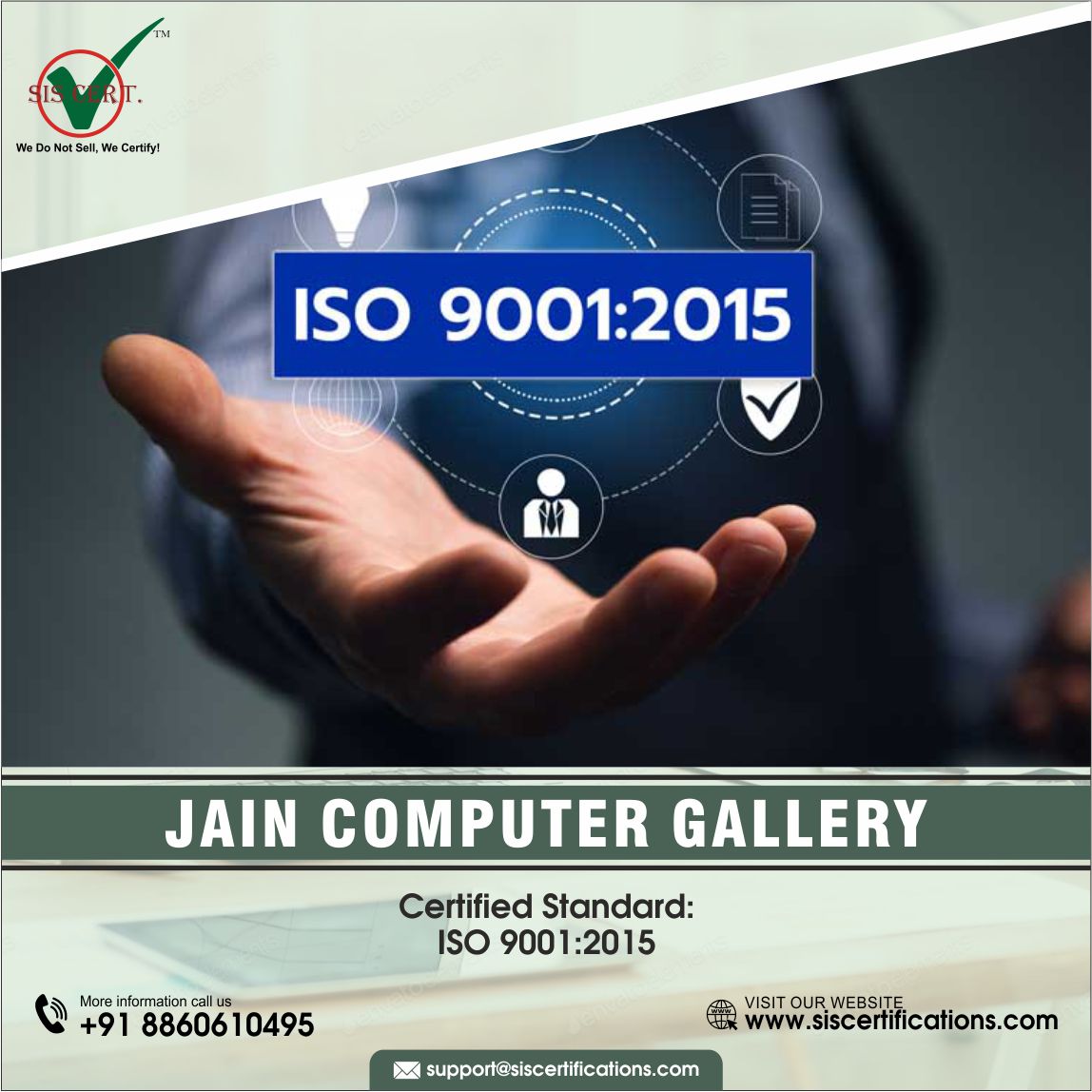 Jain Computer Gallery awarded ISO 9001 Certiifcation