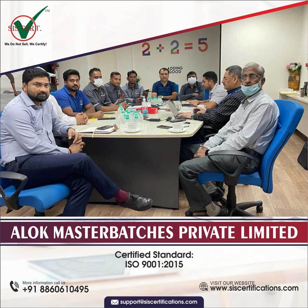 Alok Masterbatches Pvt Ltd awarded ISO 9001:2015 Re Certificate