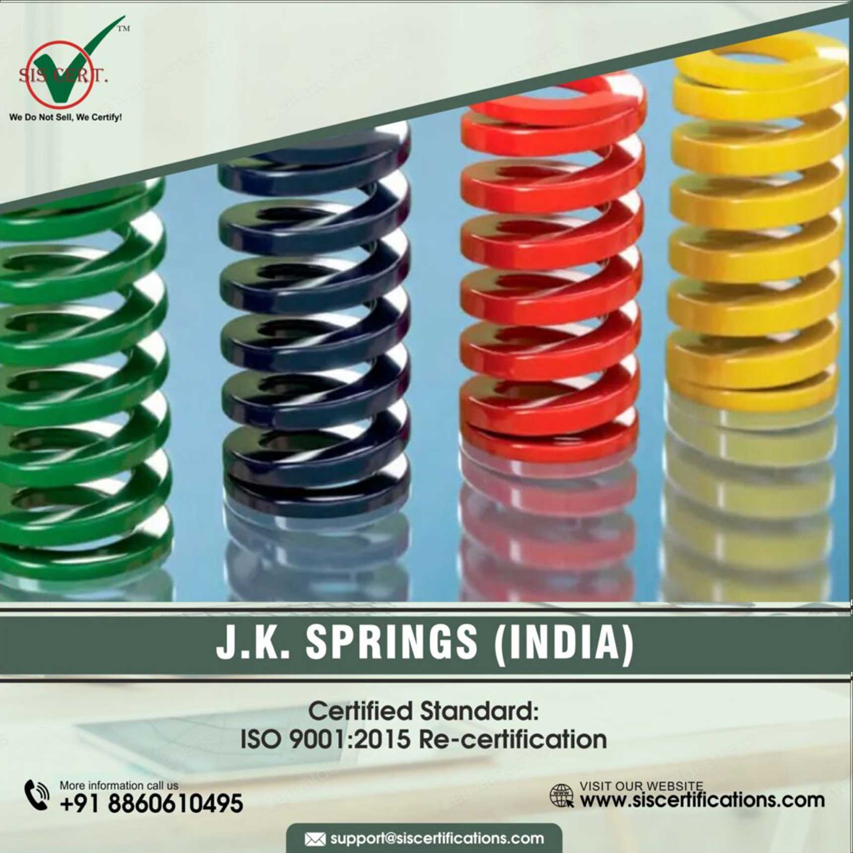 J K Springs (India) awarded ISO 9001:2015 Re Certificate