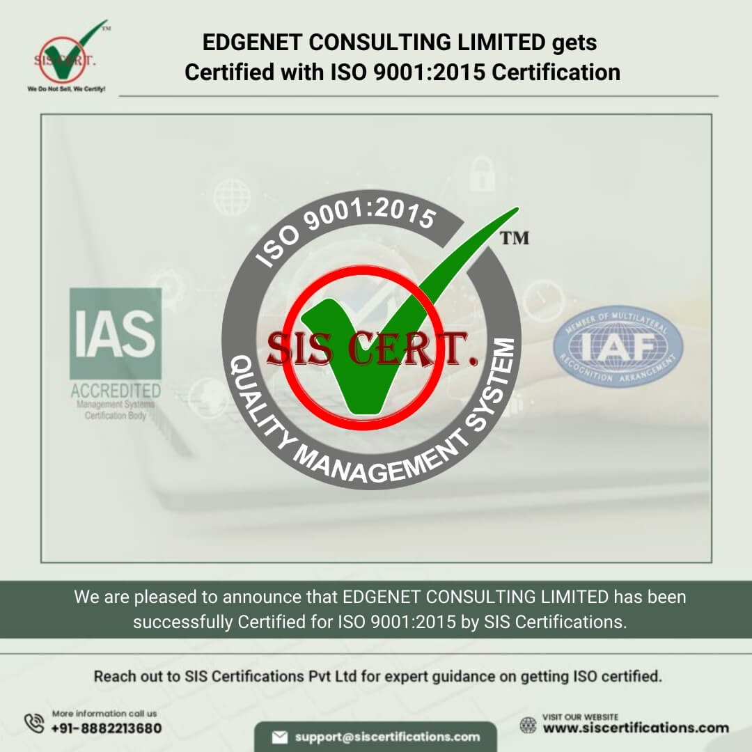 EDGENET CONSULTING LIMITED achieved ISO 9001