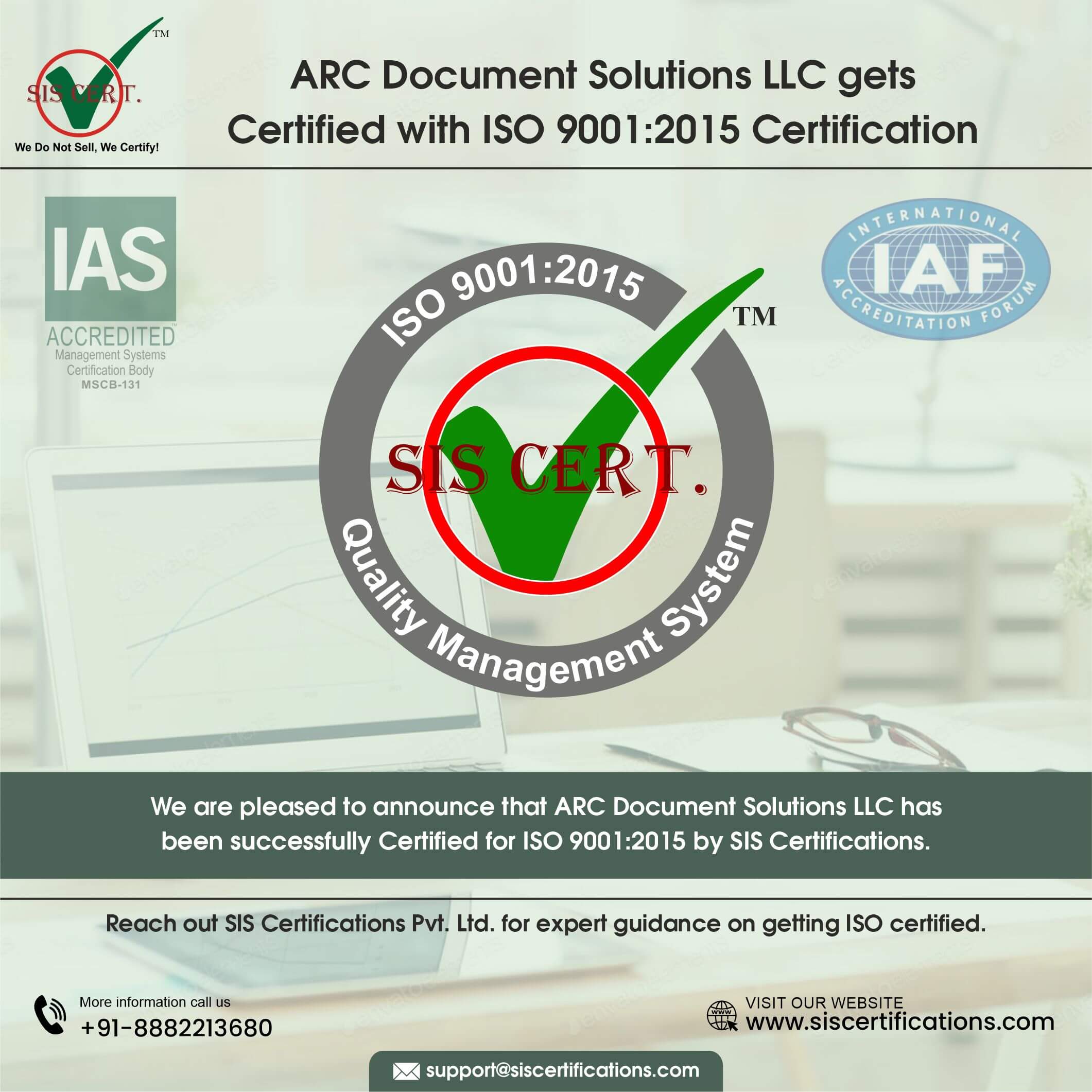 ARC Document Solutions LLC achieved ISO 9001