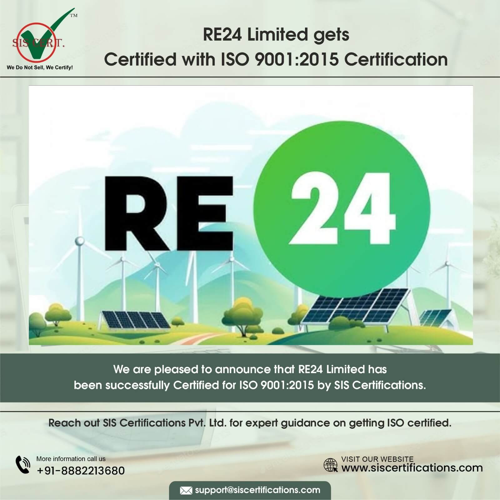 RE24 achieved ISO 9001 Certification