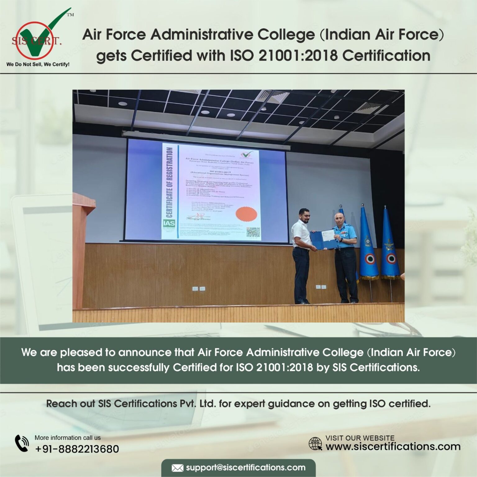 Air Force Administrative College (Indian Air Force) achieved ISO 21001 ...