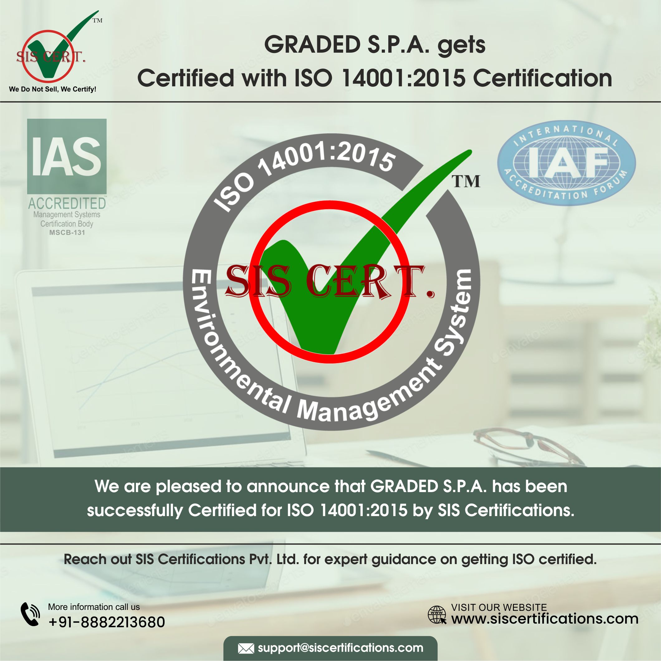 GRADED S.P.A. achieved ISO 14001 certification