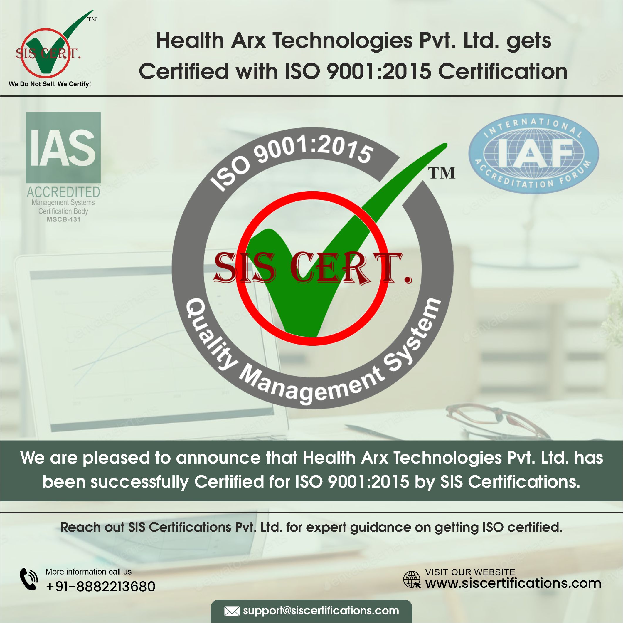 Health Arx Technologies Pvt Ltd achieved ISO 9001 Certification