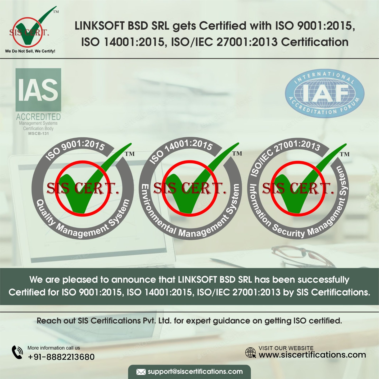 LINKSOFT BSD SRL achieved multiple ISO certifications