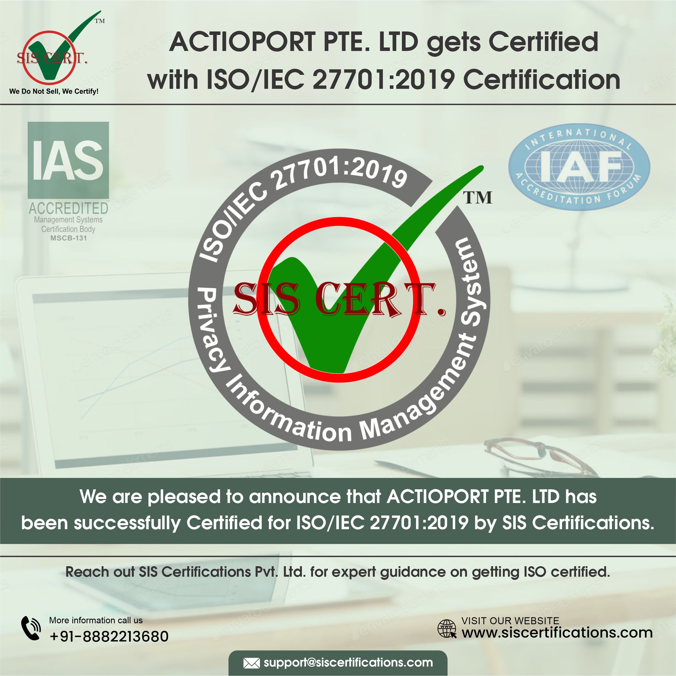 ACTIOPORT PTE LTD achieved ISO 27701 Certification