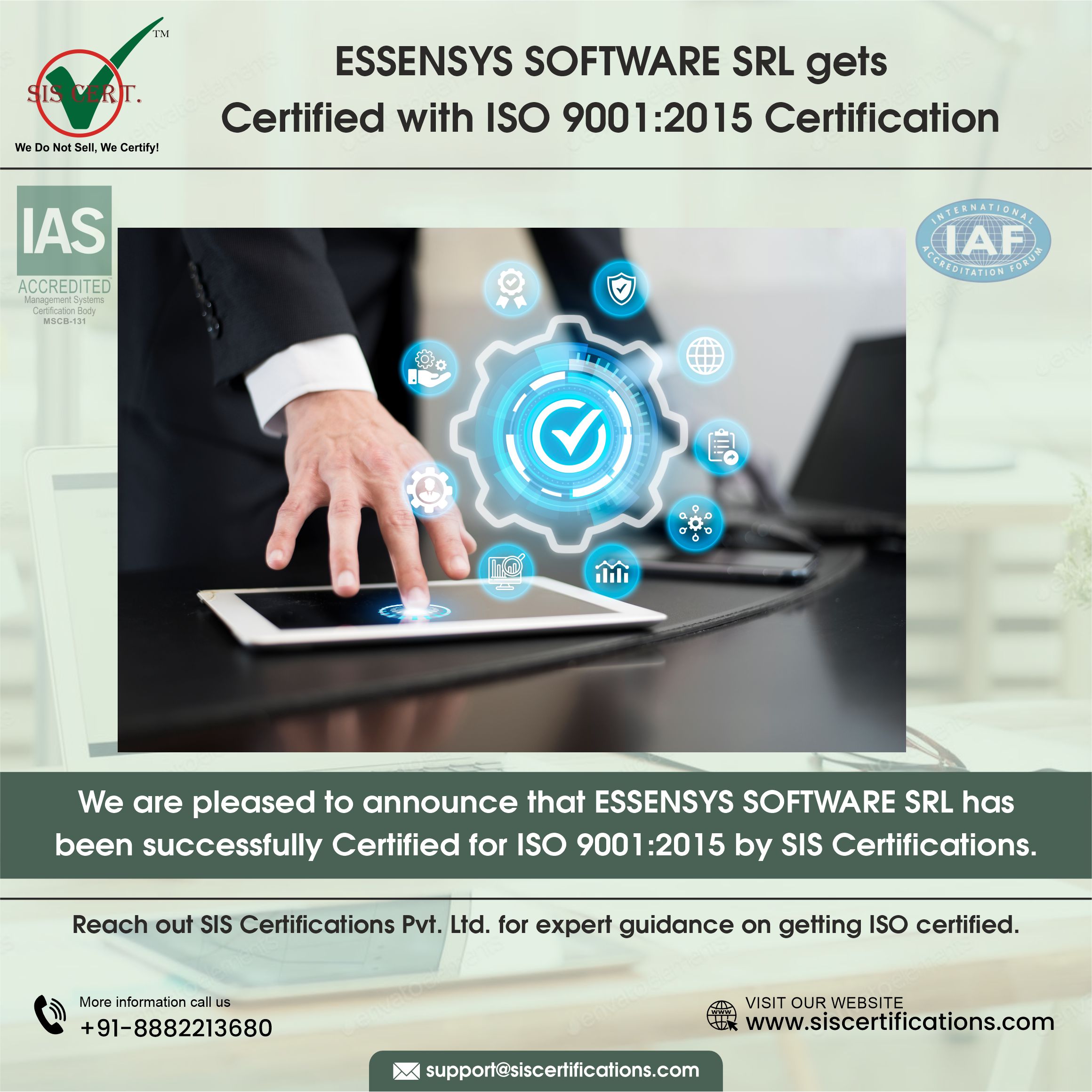 ESSENSYS SOFTWARE SRL achieved ISO 9001