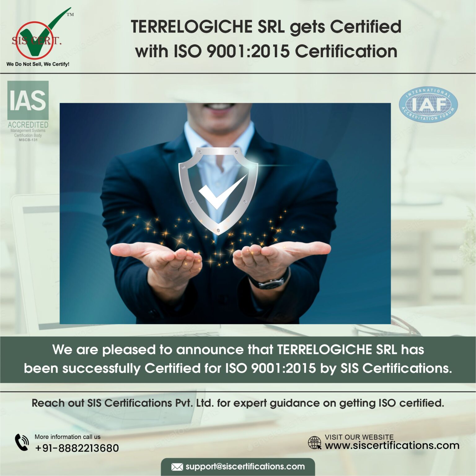 TERRELOGICHE SRL achieved ISO 9001 Certification