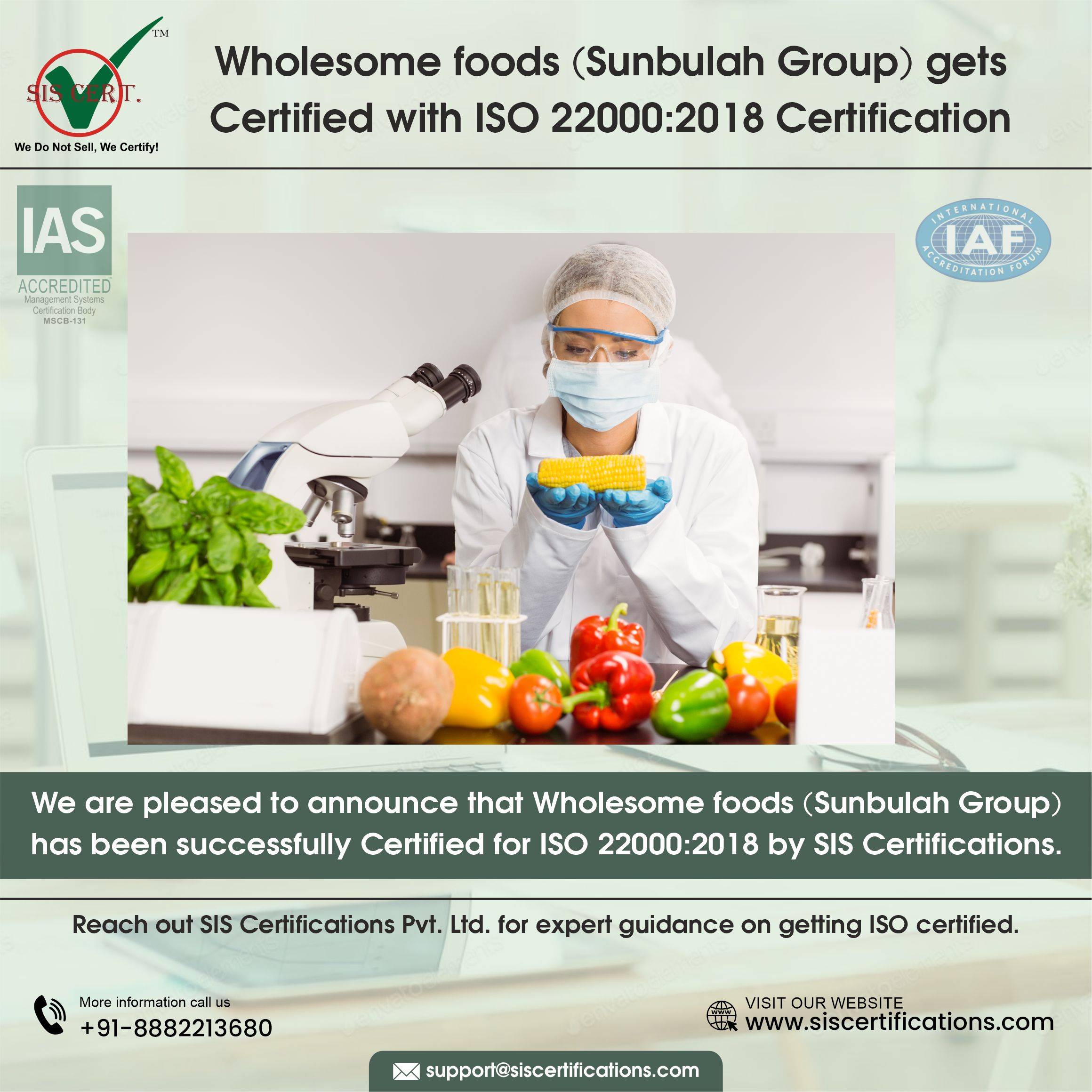 Wholesome foods ( Sunbulah Group ) achieved ISO 22000 Certification