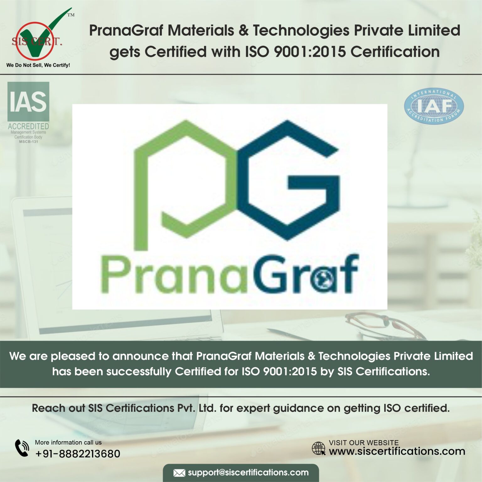 PranaGraf Materials & Technologies Private Limited achieved ISO 9001 ...