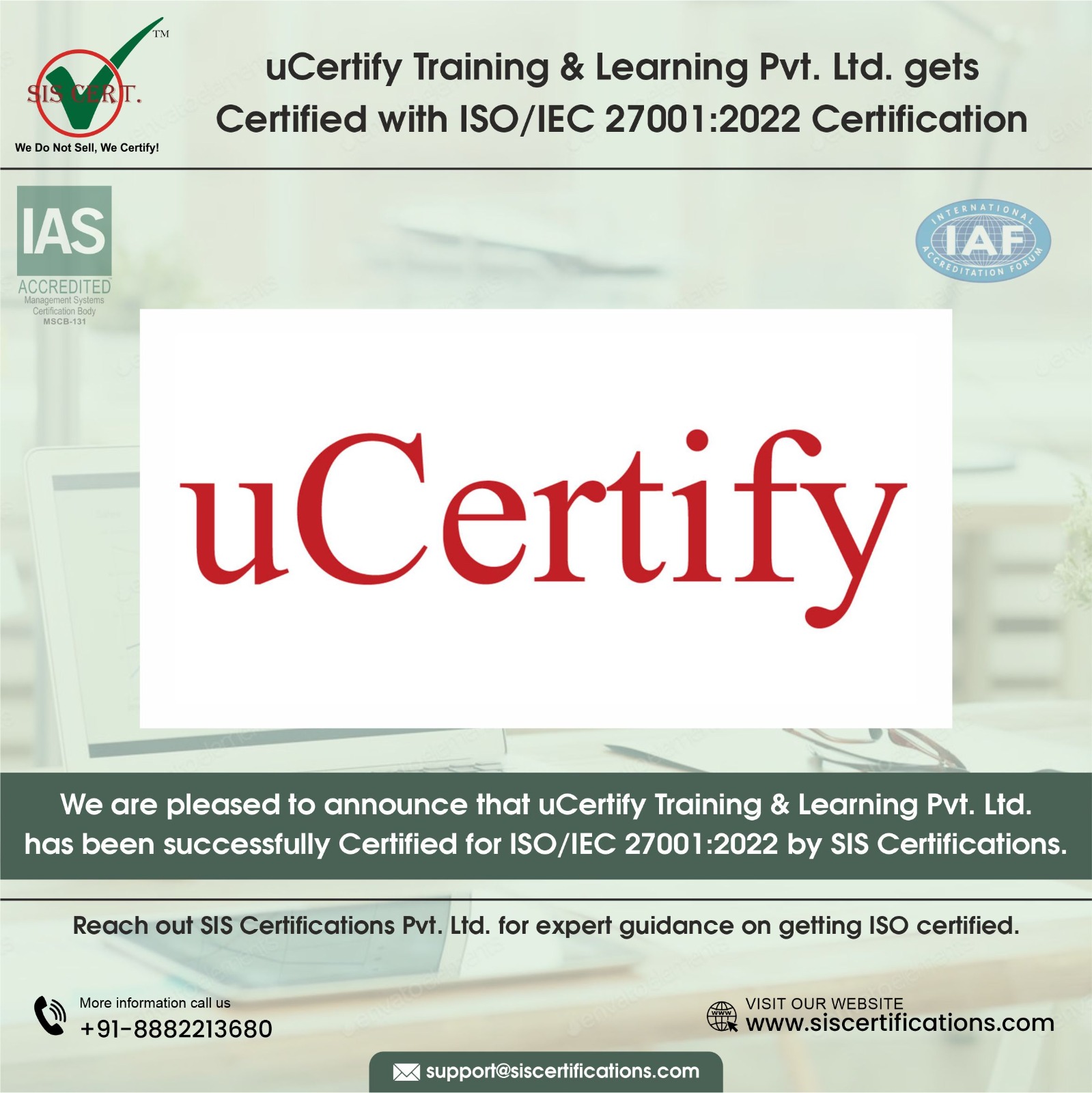 uCertify Training & Learning Pvt. Ltd. achieved ISO 27001
